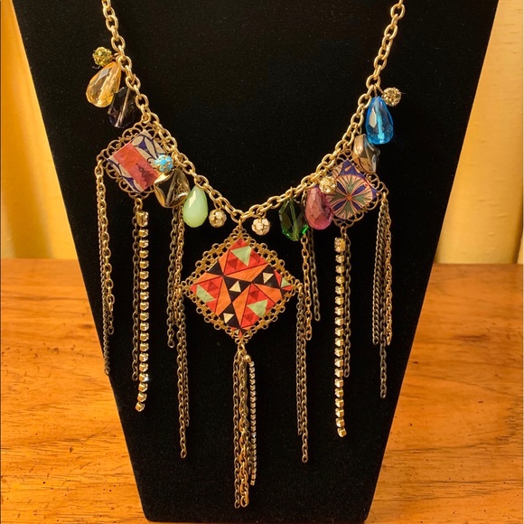 Lenora Dame | Jewelry | Lenora Dame Eyecatching Multicolored Gemstone Metal Necklace | Poshmark